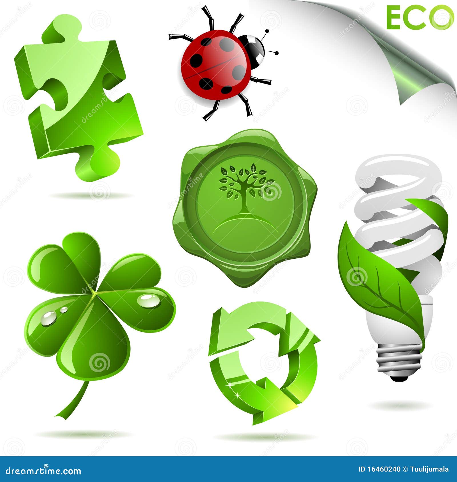 3D eco symbols stock vector. Illustration of piece, friendly - 16460240