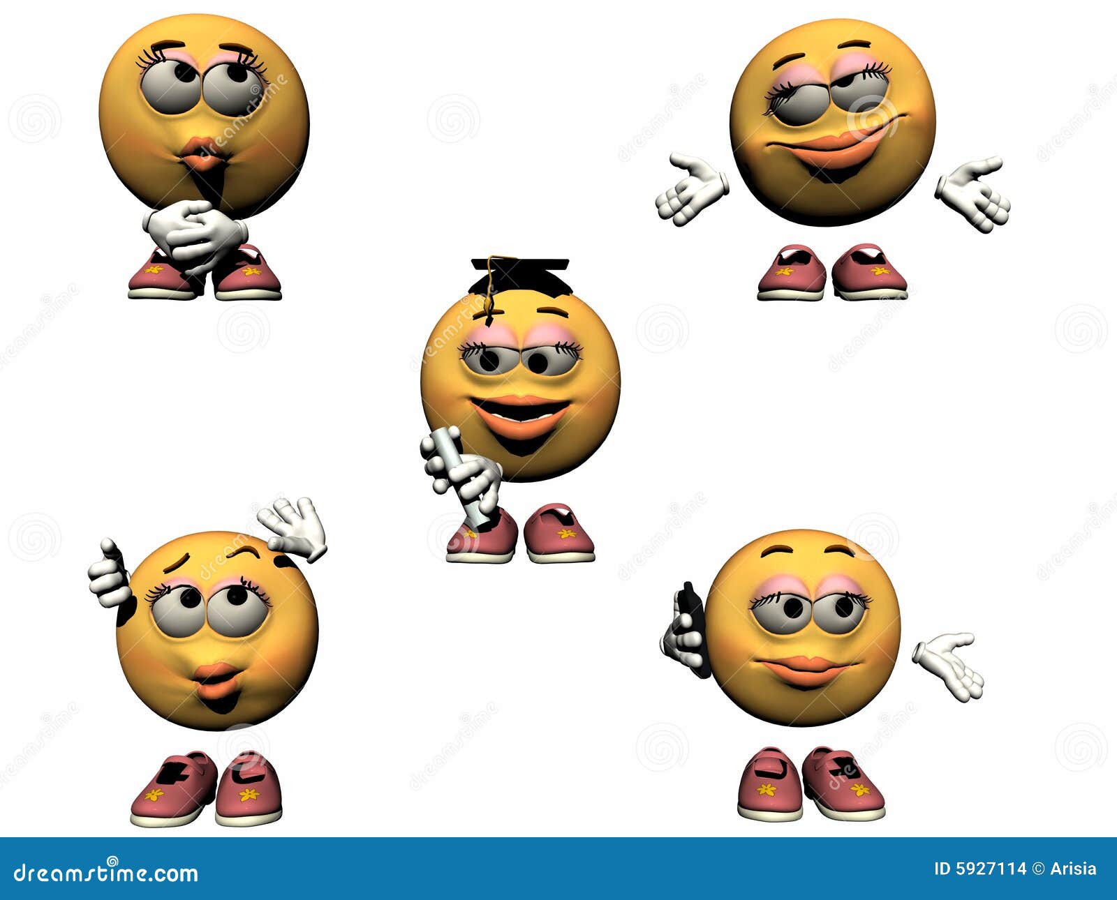 3d Emoticon Collection Part 5 Stock Illustration - Illustration of girl ...