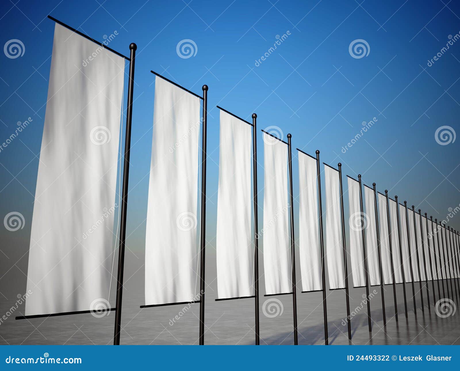 3d Empty Advertising Flags or Billboards Stock Photo - Image of ...