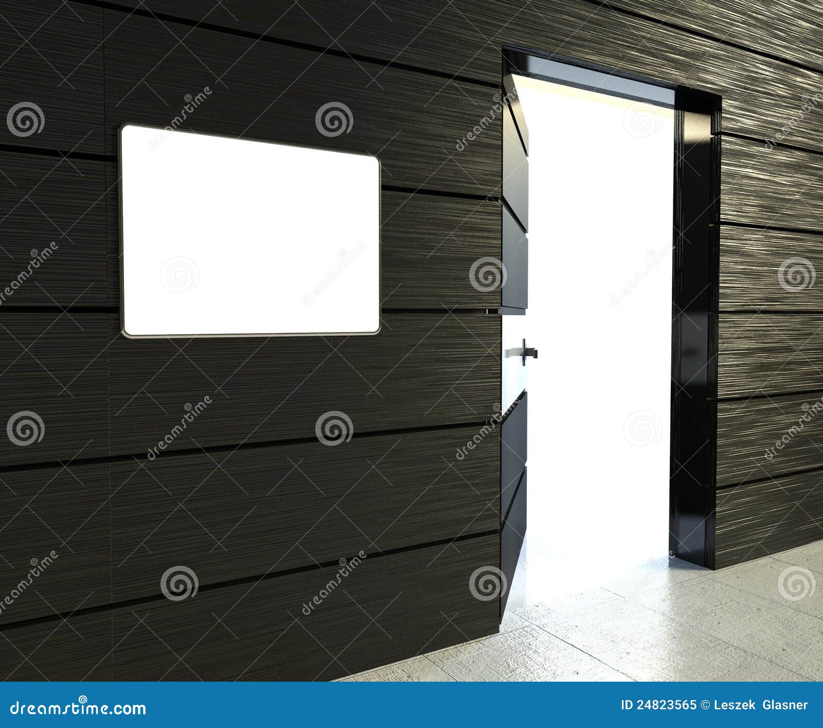 3d Empty Frame and Open Door Stock Illustration - Illustration of front ...