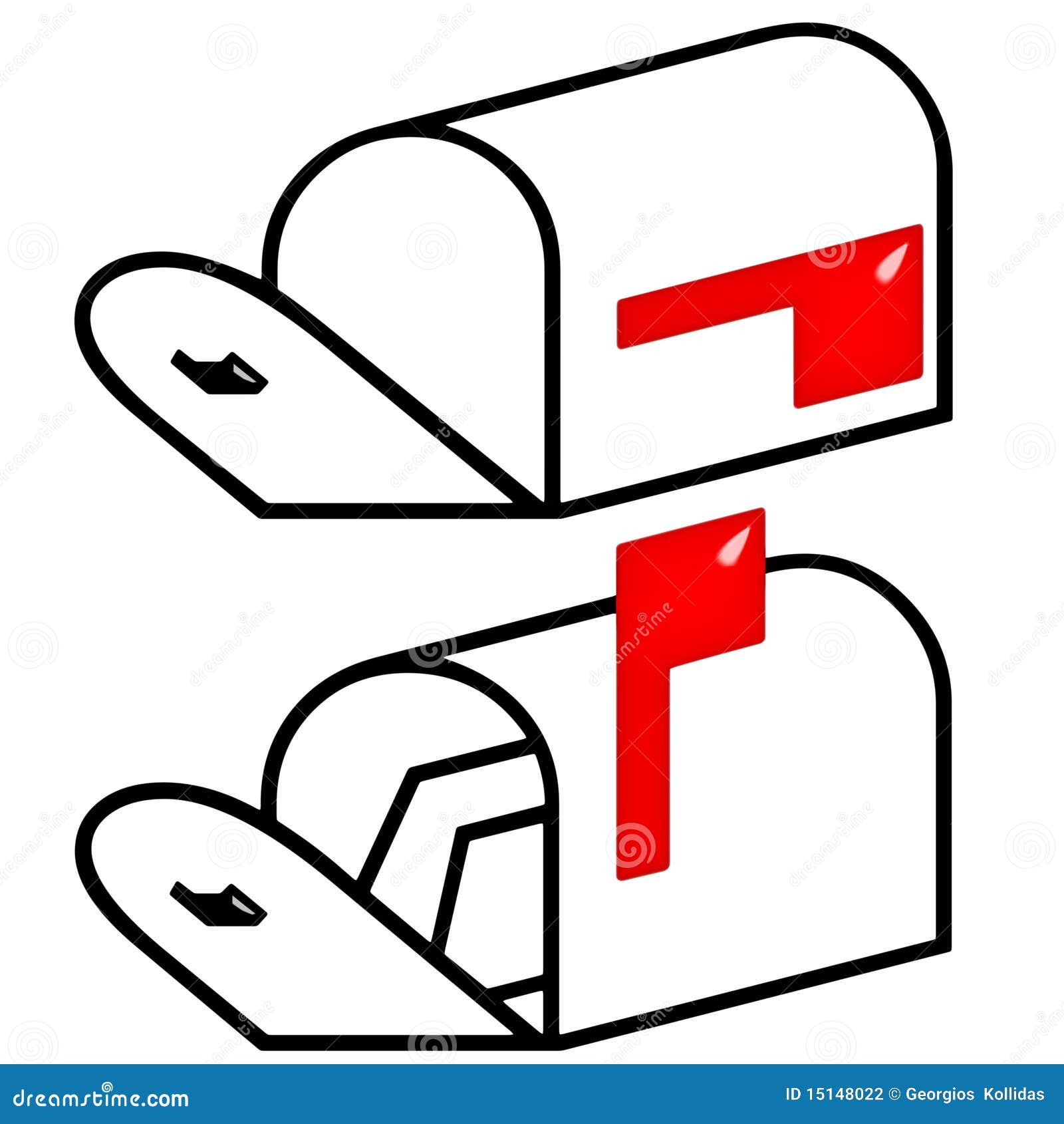 3d empty and full mailbox stock illustration. Illustration of artistic ...