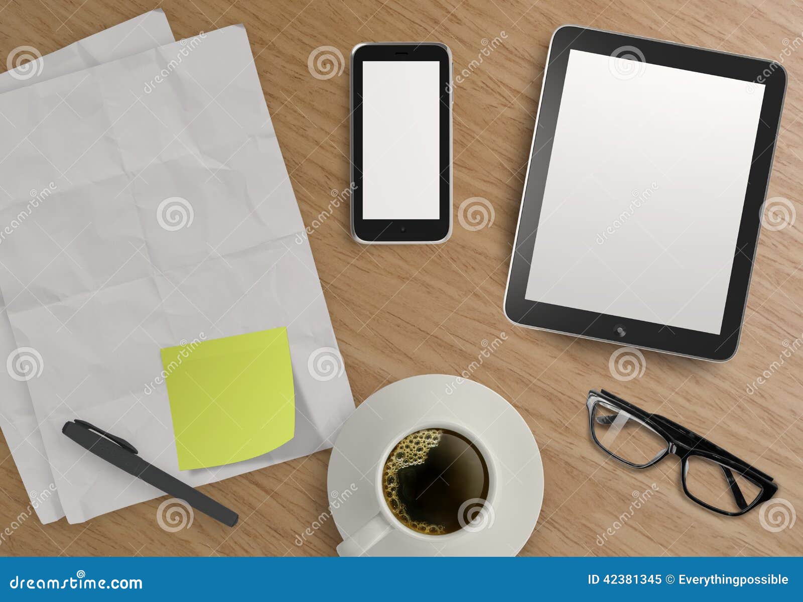 3d Empty Tablet Cup Coffee Wooden Stock Photos - Free & Royalty-Free ...