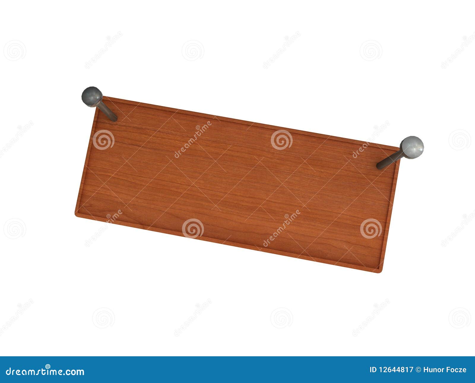 3d Empty Wood Sign Board with Pins Stock Illustration - Illustration of ...