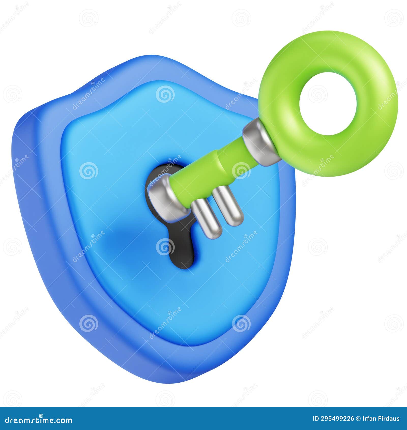 3D Encryption Lock with Key and Protection Shield Stock Illustration ...