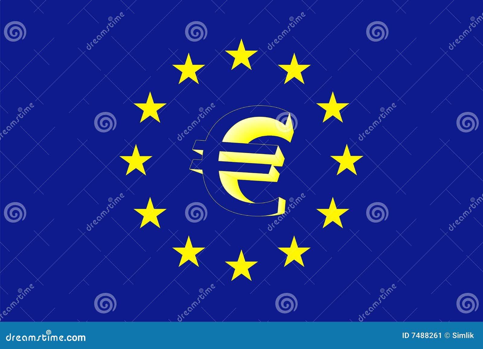 3D euro sign and flag stock vector. Illustration of yellow - 7488261