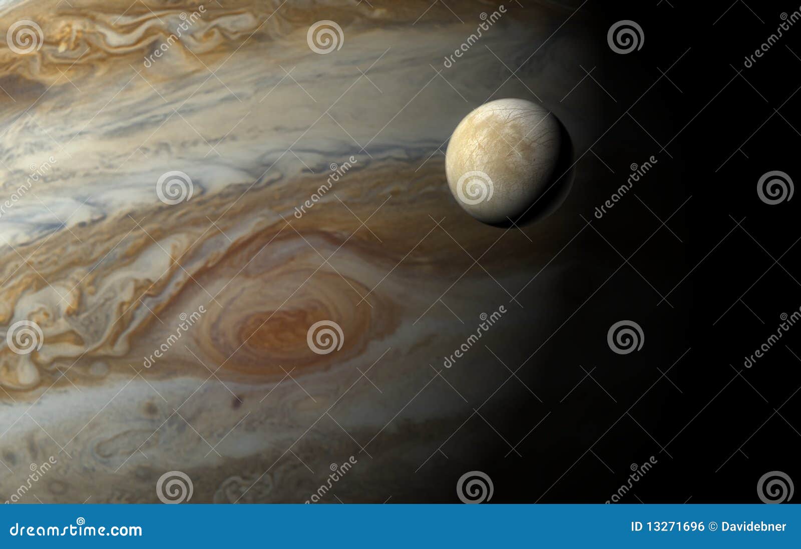 3D Europa Over Jupiter With Red Eye Stock Photography | CartoonDealer ...