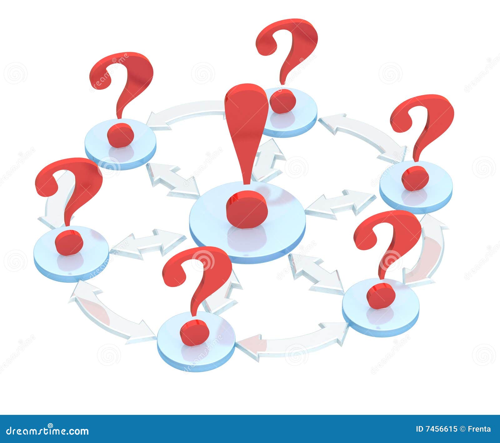 3d Exclamation Mark among Question Marks Stock Illustration ...