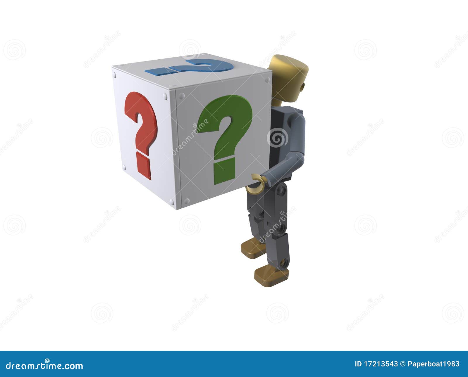 3D Figure Carrying A Box With Question Mark Royalty-Free Stock ...