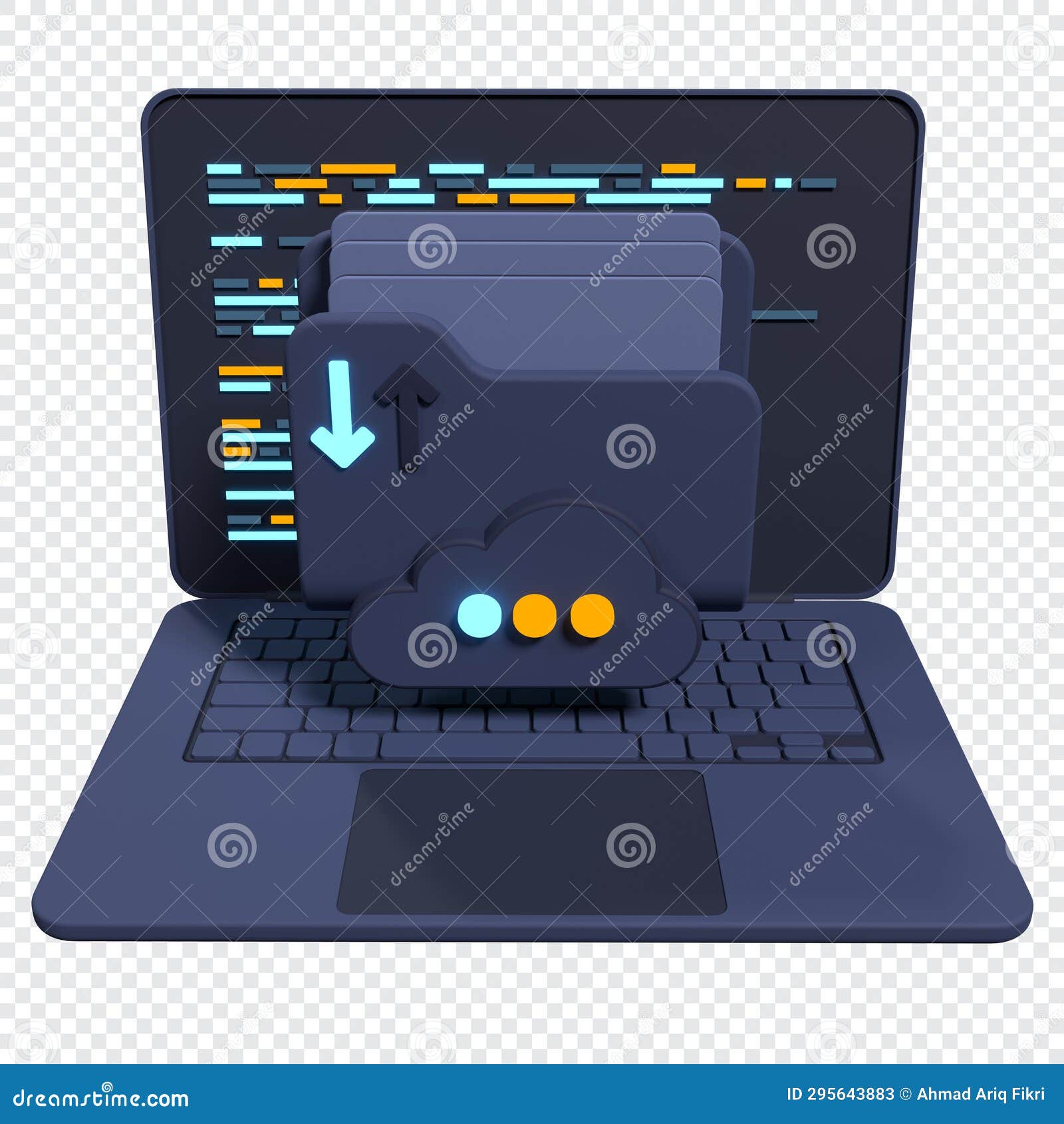 3d File Folder on Laptop Screen. Laptop and Files. Document Folder ...