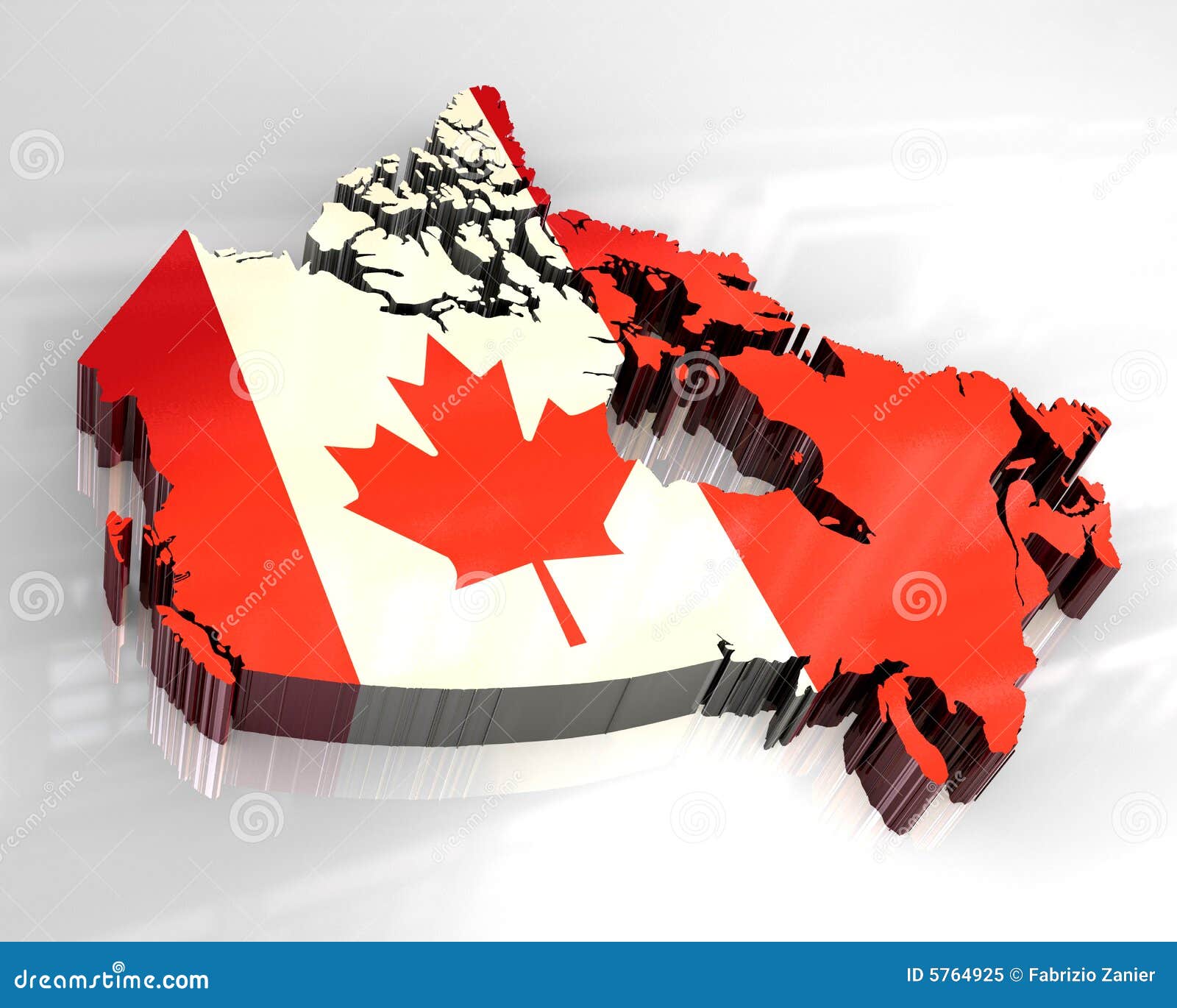 3d flag map of canada stock illustration. Illustration of nationality ...