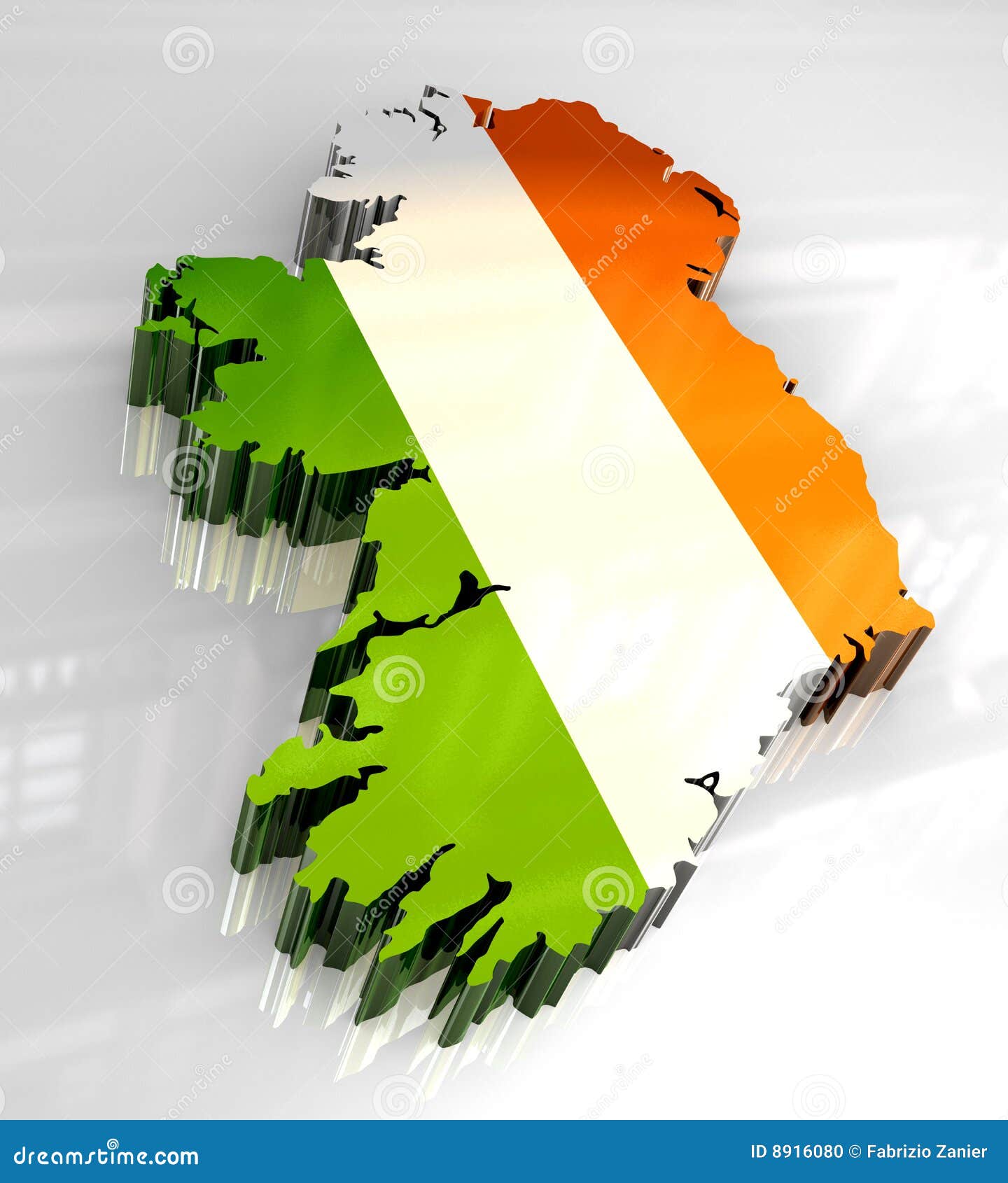 3d flag map of Ireland stock illustration. Illustration of european ...