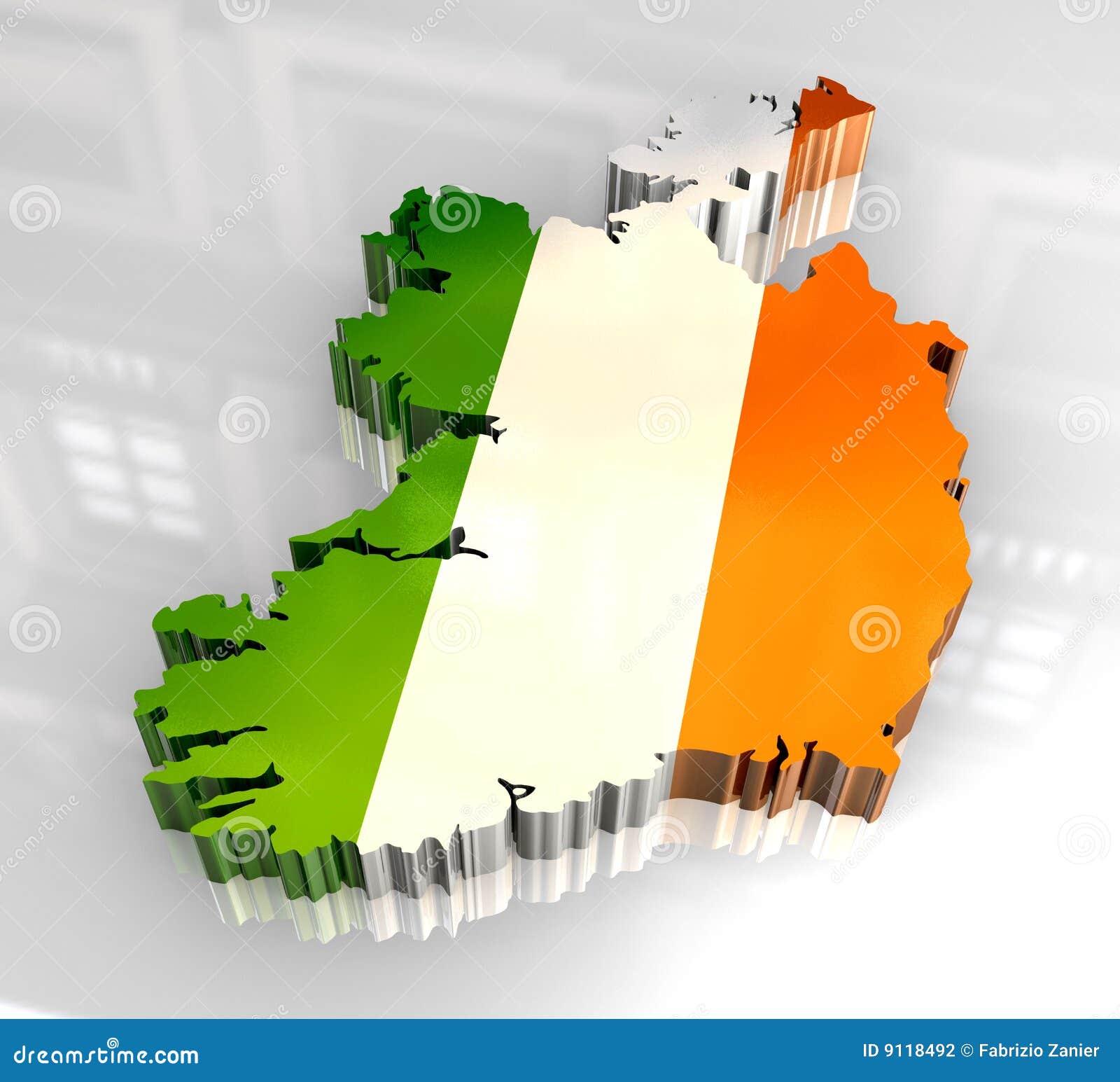 3d flag map of Ireland stock illustration. Illustration of heritage ...