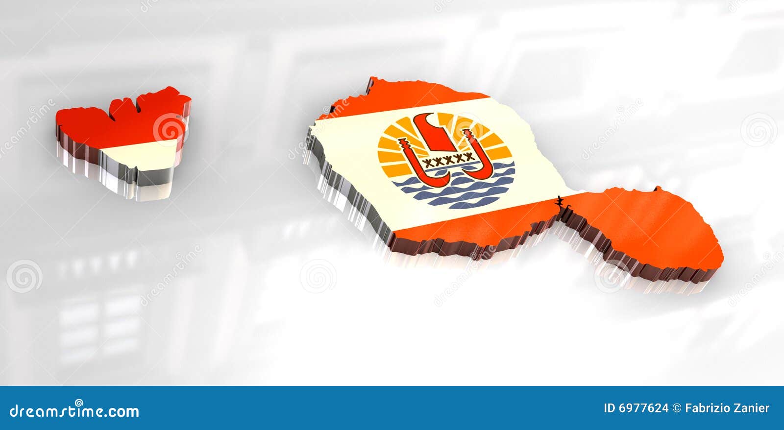 3D Flag Map Shape of Tahiti French Polynesia Stock Illustration ...