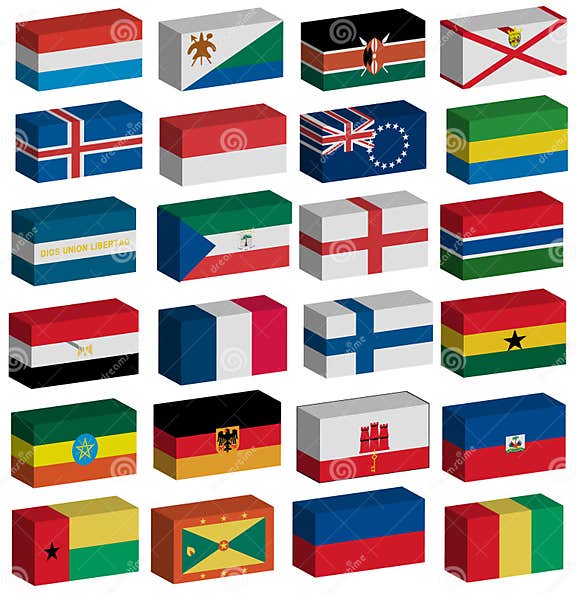 3D flags set stock vector. Illustration of country, flag - 12389928