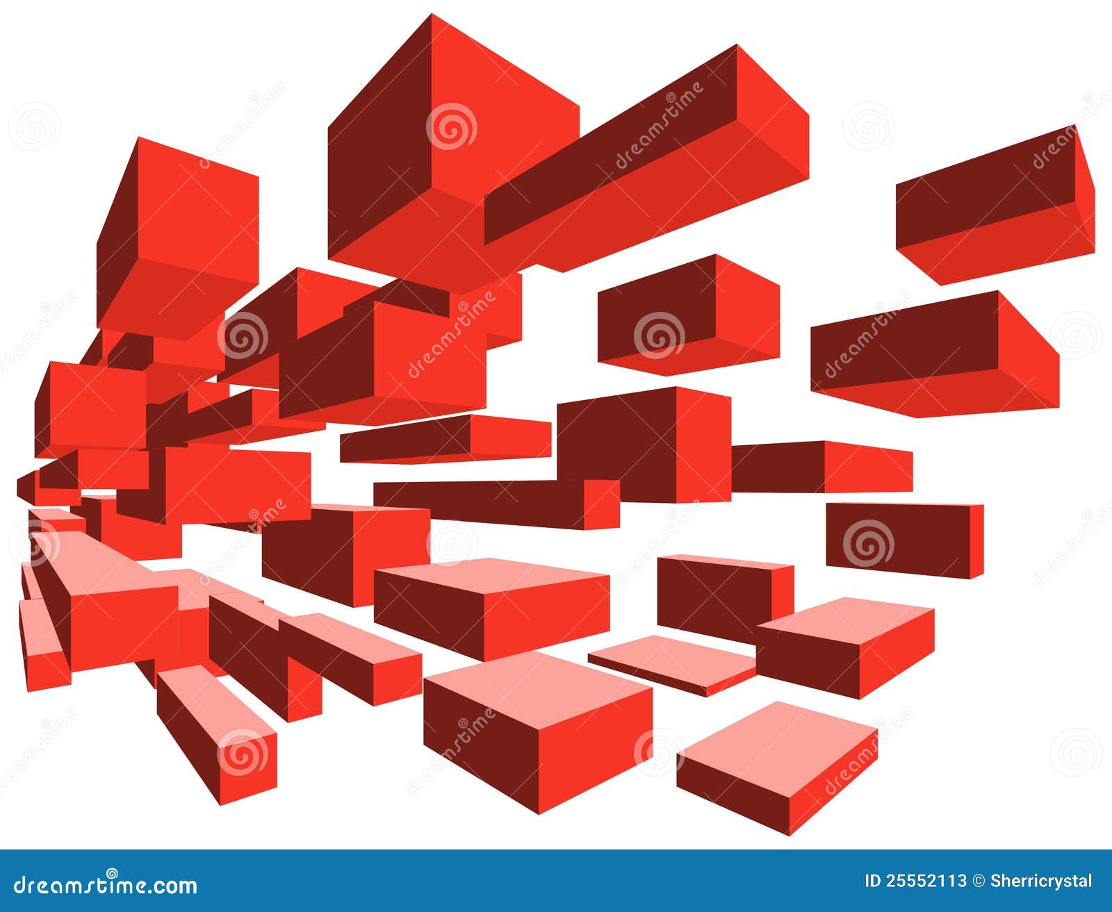 3D flying blocks red stock image. Illustration of design - 25552113