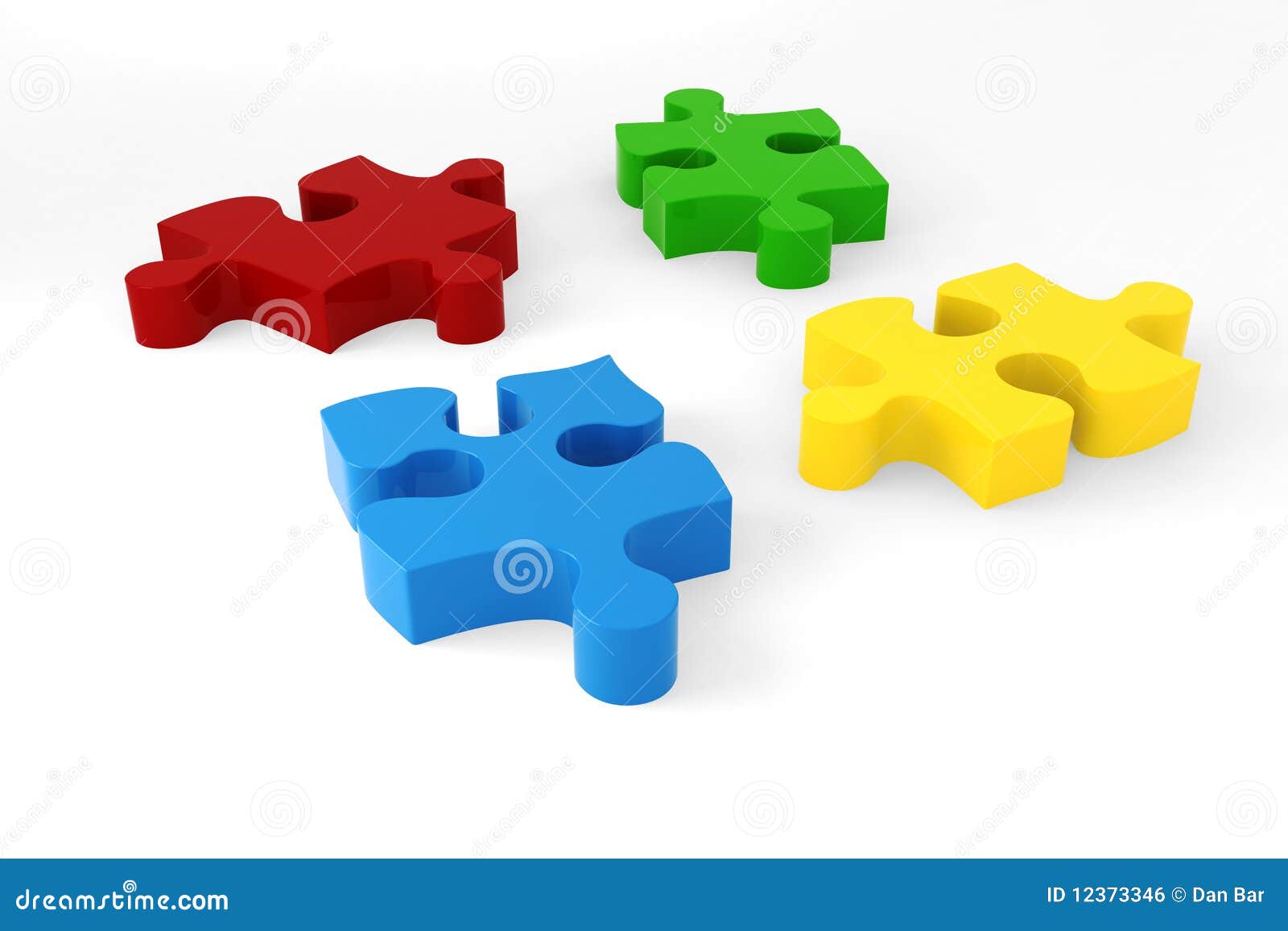 3d - four puzzle pieces stock illustration. Illustration of chain ...