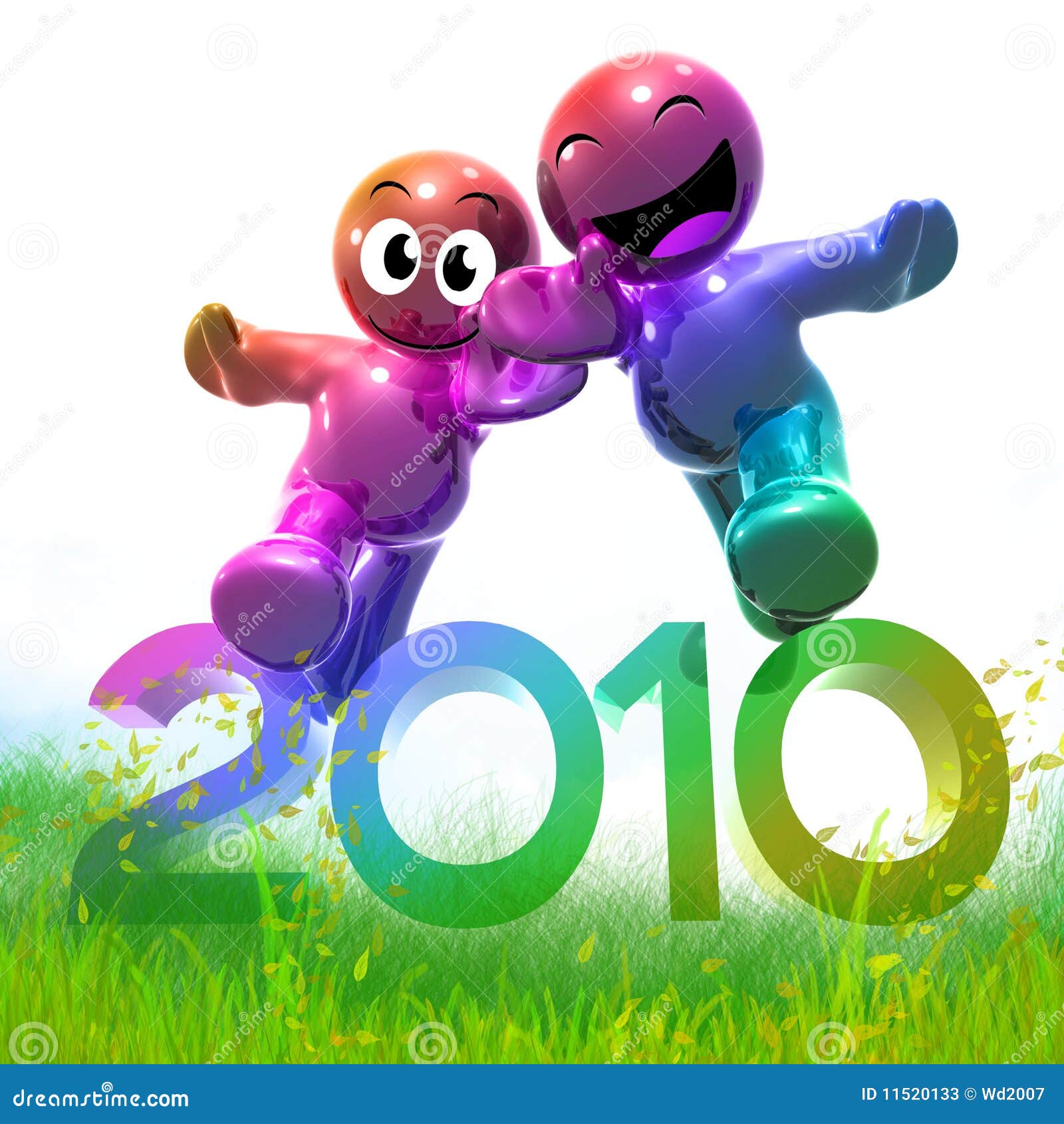 3d Funny Icon Symbol of 2010 New Year in Meadow Stock Illustration ...
