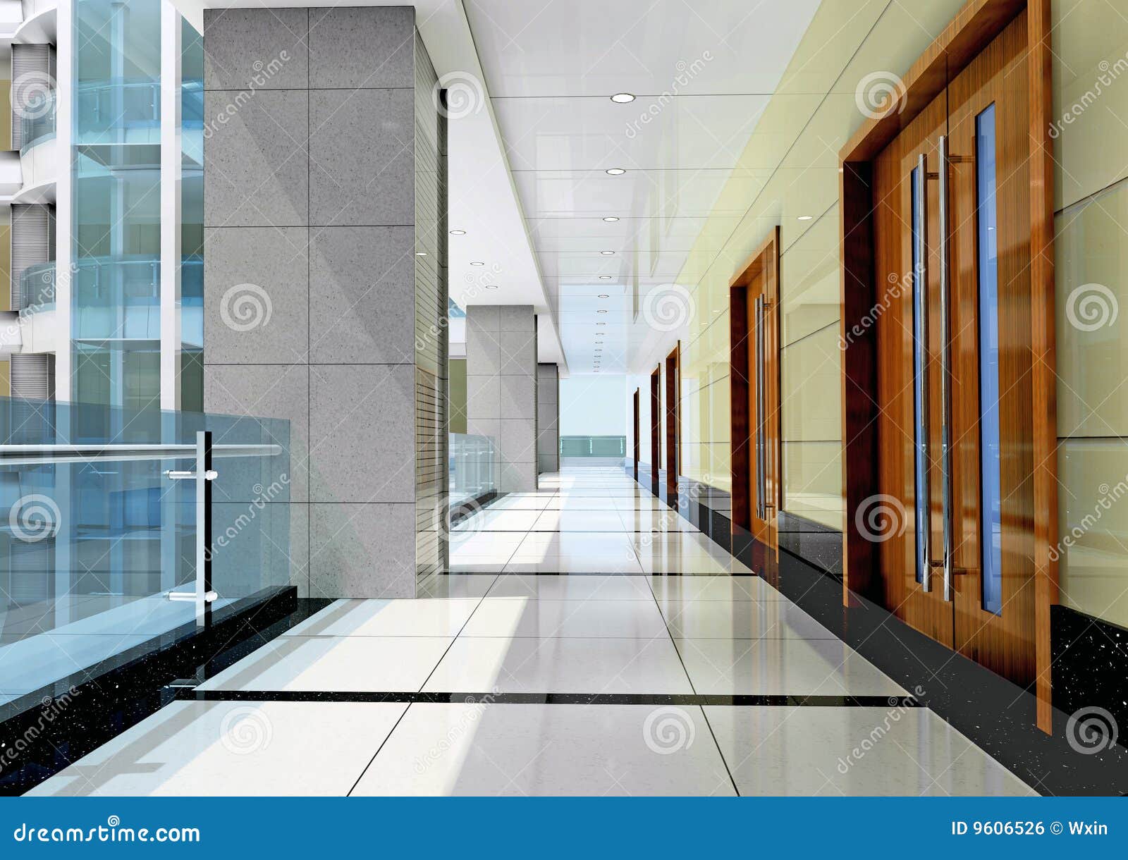 3d futuristic corridor stock illustration. Illustration of light - 9606526
