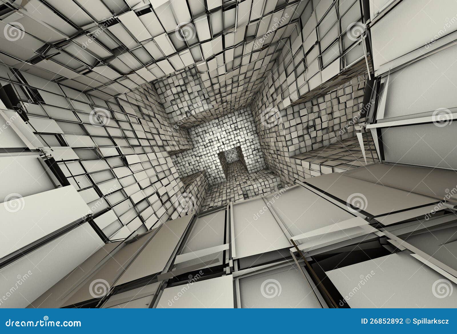 3d Futuristic Tiled Mosaic Labyrinth Interior Stock Illustration ...