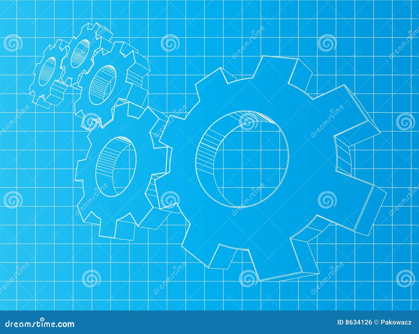 3D gears stock vector. Illustration of blueprint, development - 8634126