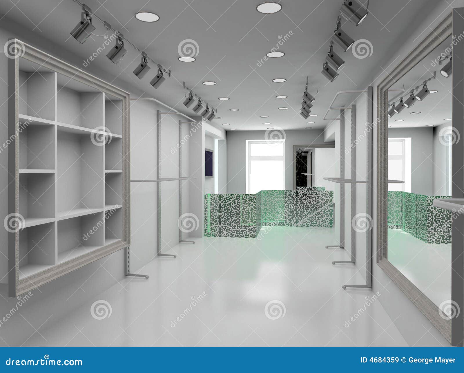 3D Geef Modern Binnenland Van Winkel Terug Stock Illustratie ...