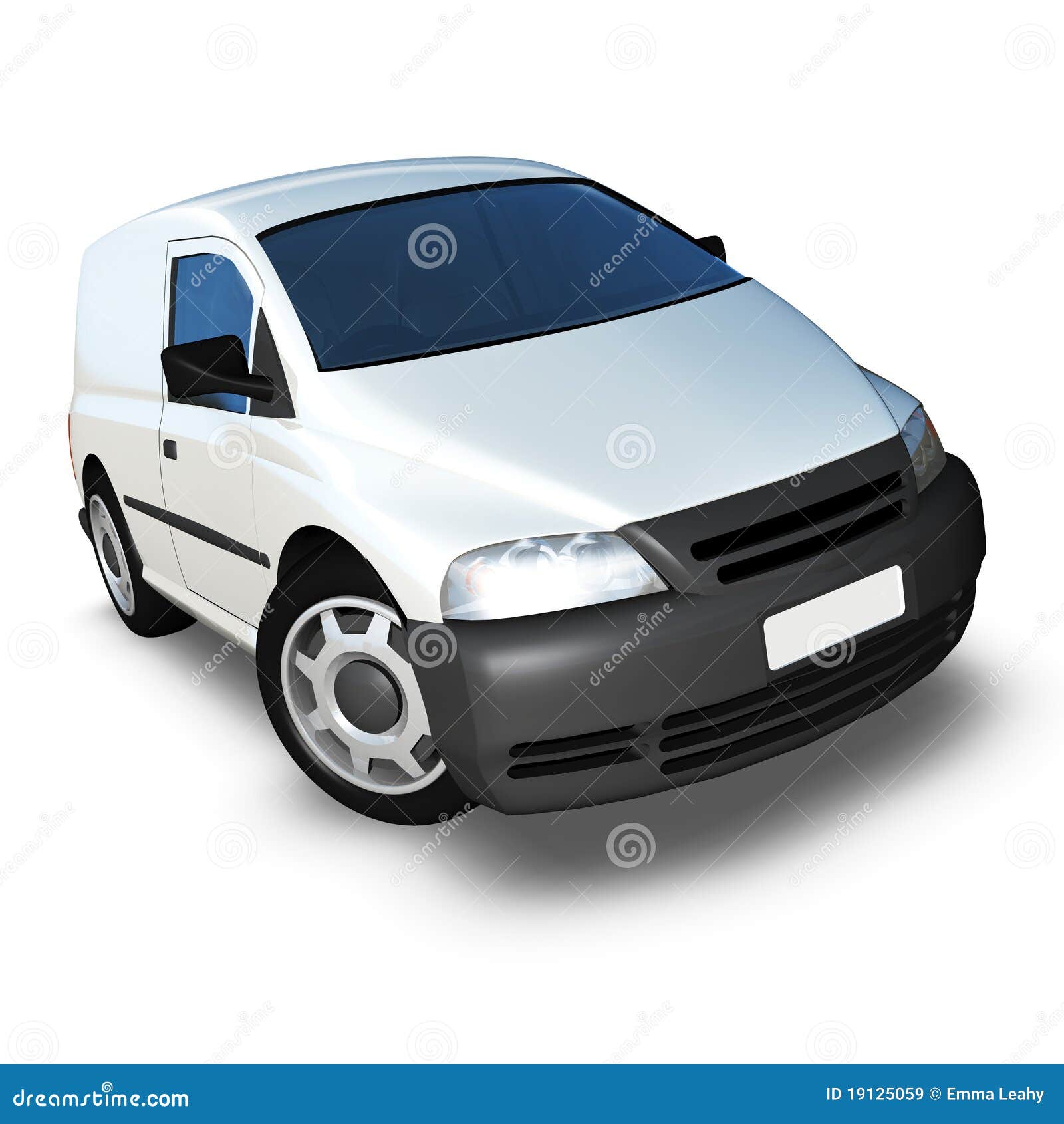3d Generic Van Model - White Low Angle Front Stock Illustration ...