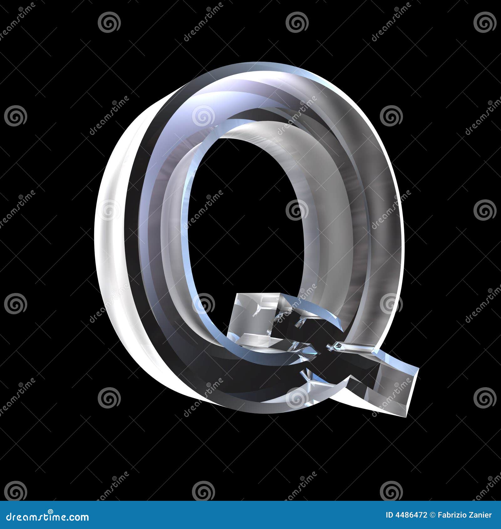 3d glass bokstav q stock illustrationer. Illustration av framför - 4486472