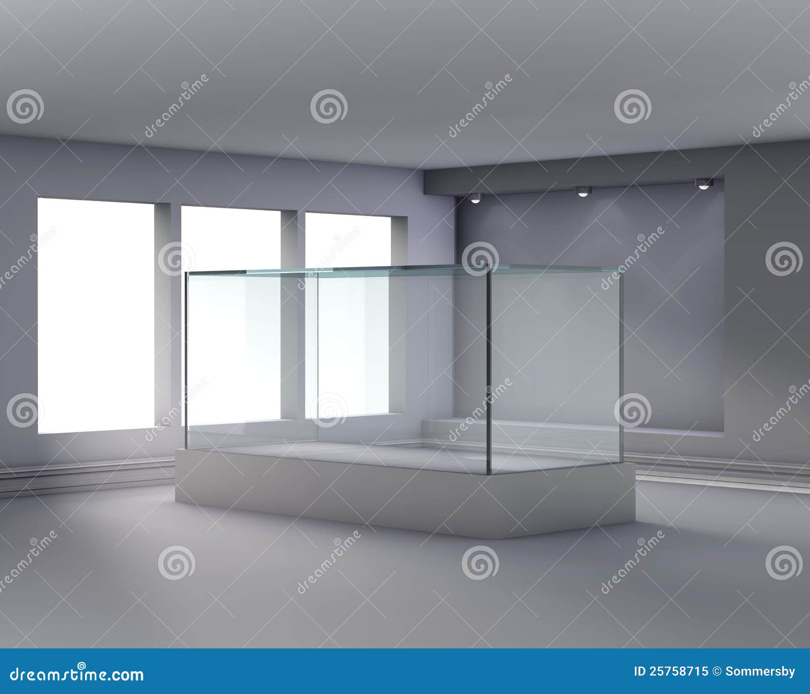 3d Glass Showcase and Niche with Spotlights Stock Illustration ...