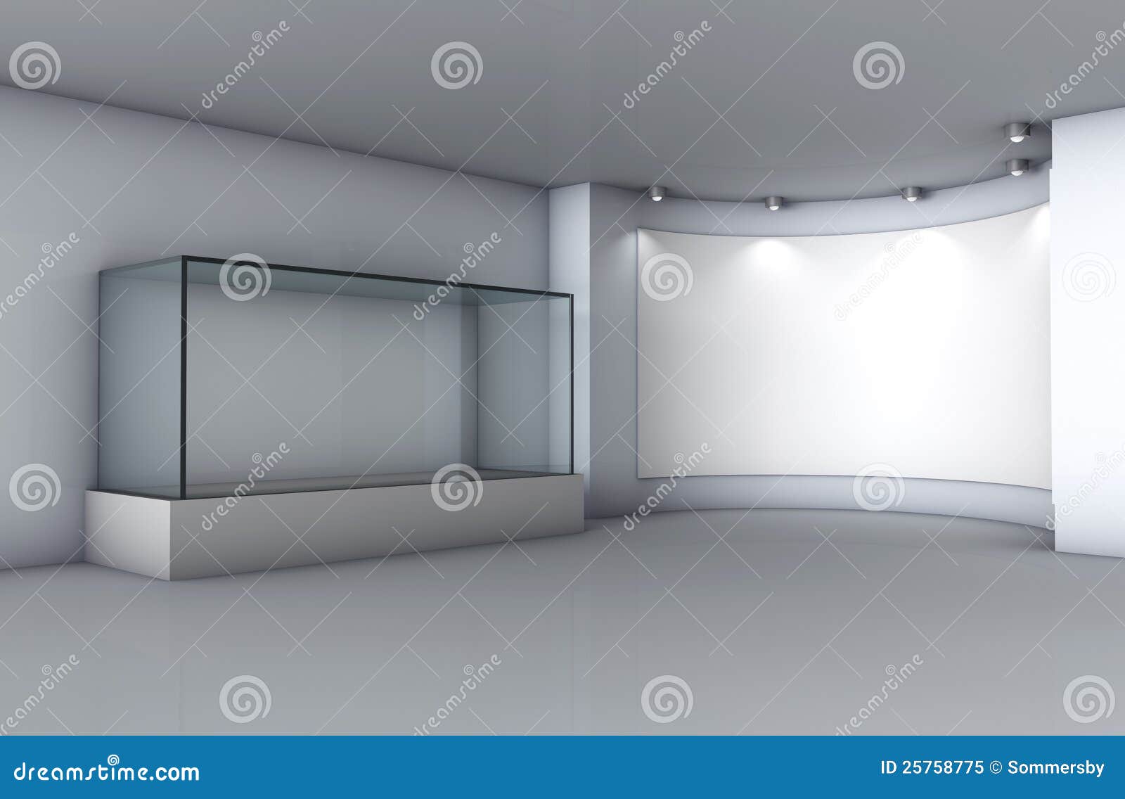 3d Glass Showcase And Niche With Spotlights Stock Image | CartoonDealer ...