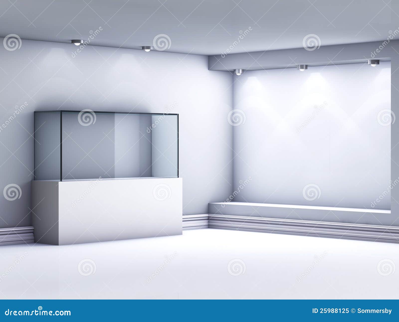 3d Glass Showcase And Niche With Spotlights Stock Image | CartoonDealer ...
