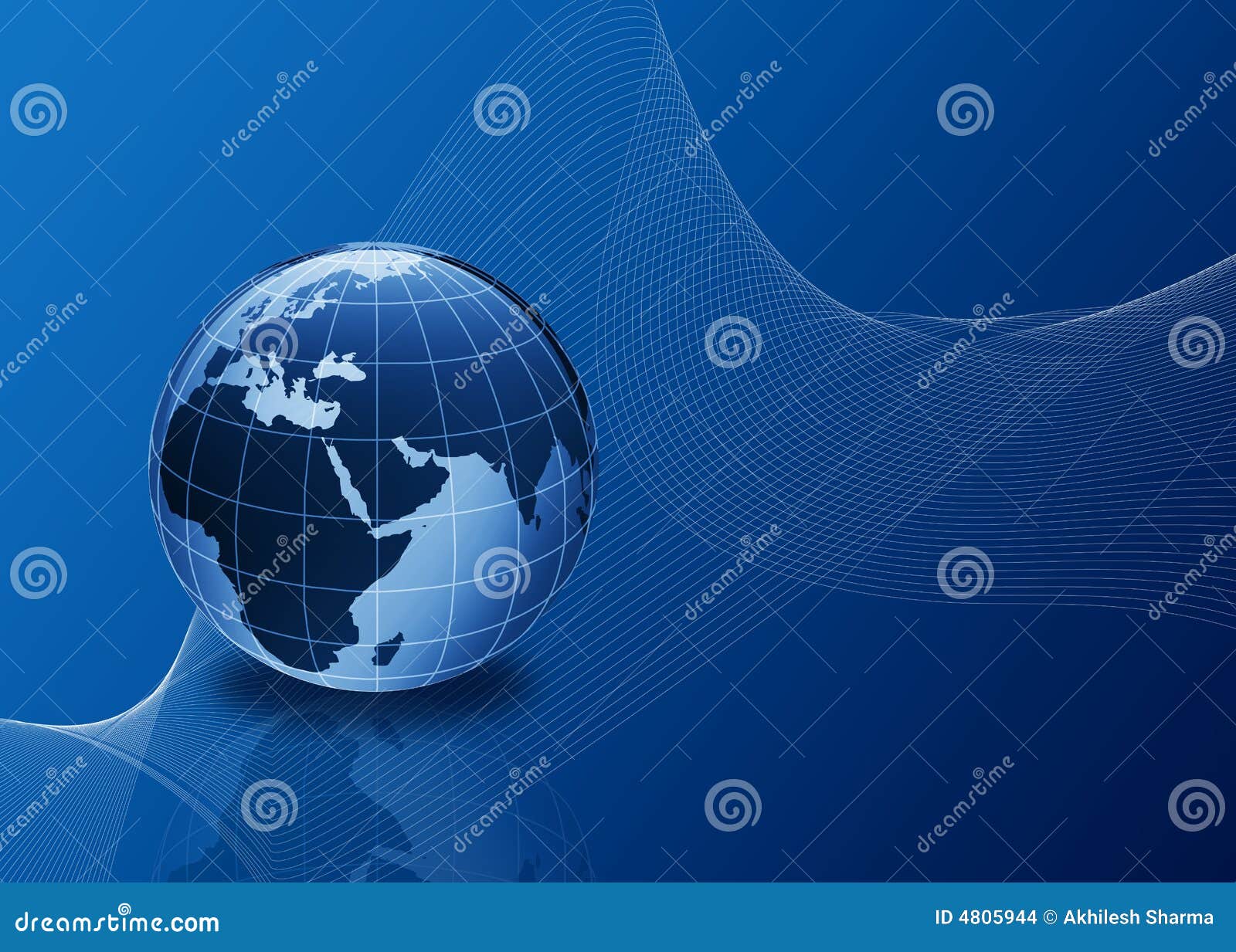 3d Globe in Blue with Lines Stock Illustration - Illustration of globe ...