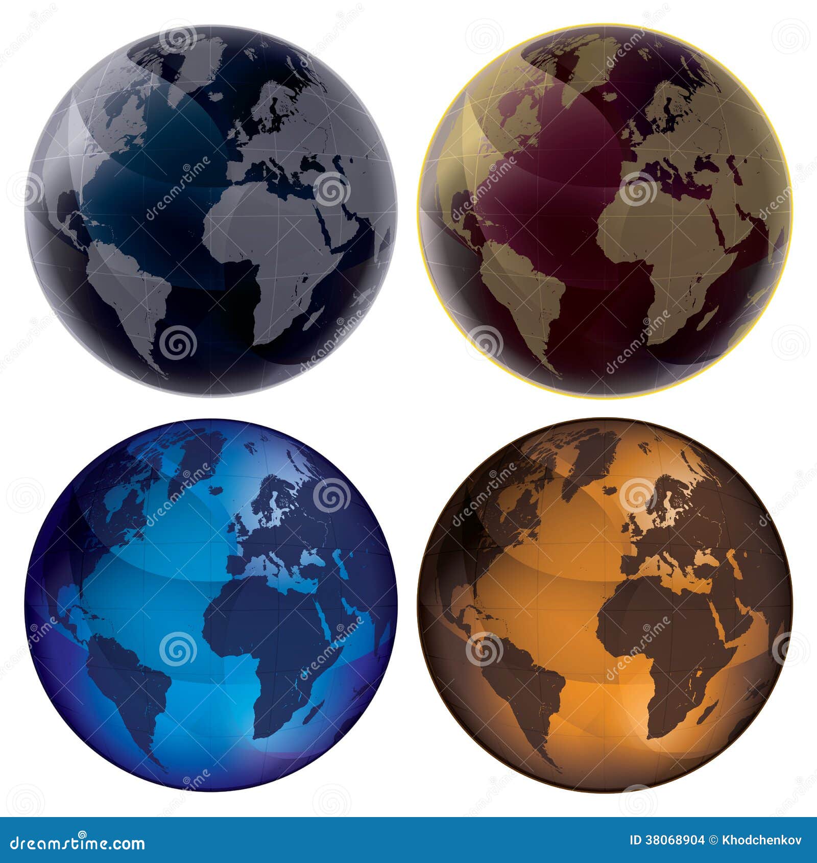 3d Globe - Color set stock vector. Illustration of asia - 38068904