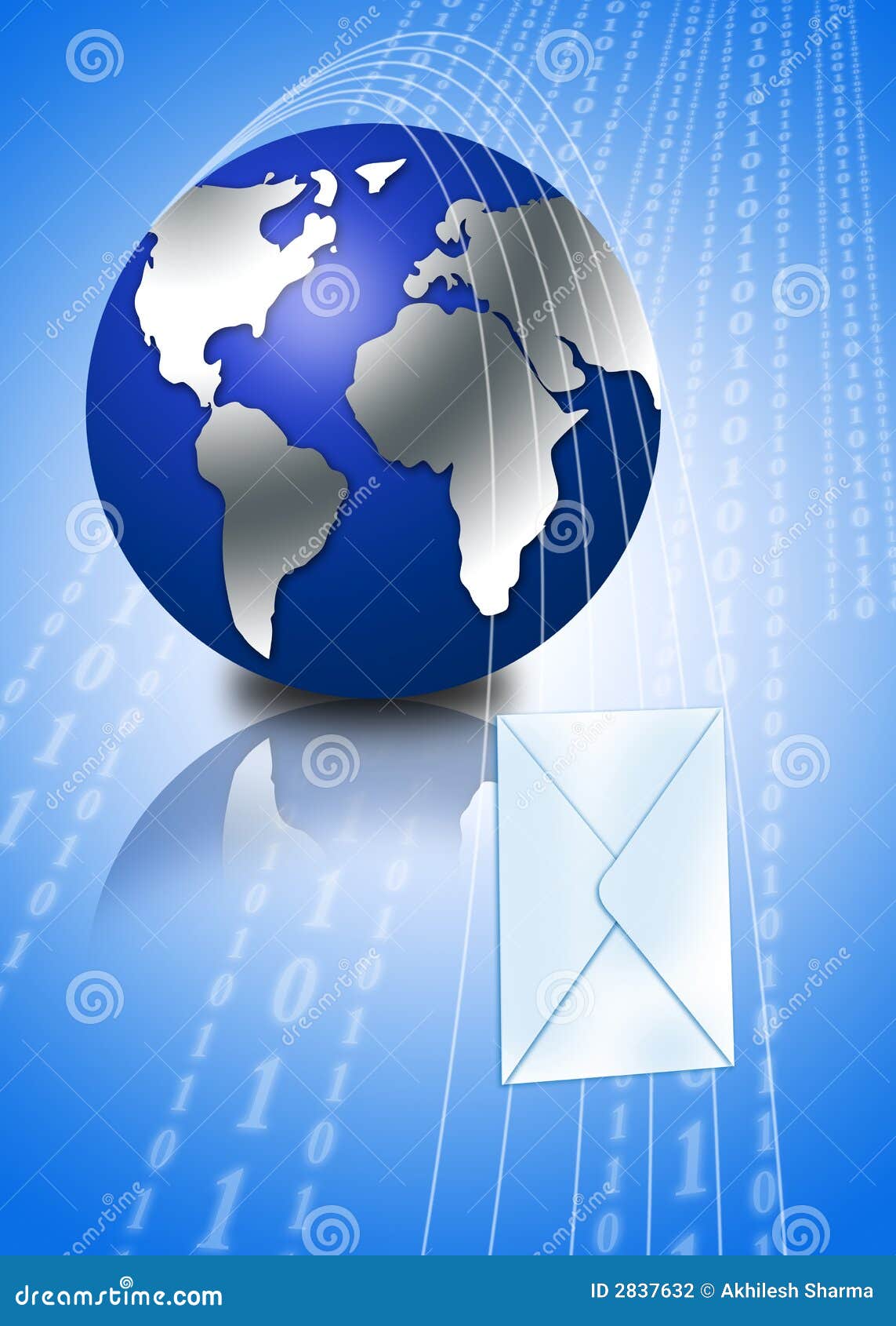3d Globe with Email Envelope Stock Illustration - Illustration of ...