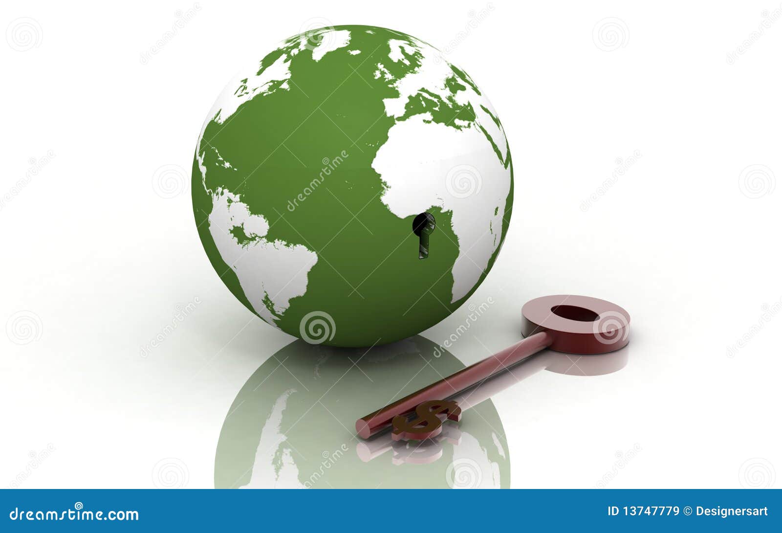 3d globe and key stock illustration. Illustration of business - 13747779