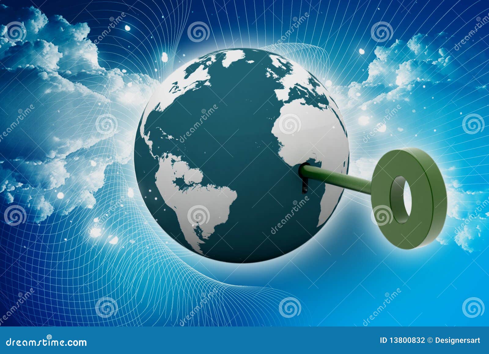 3d globe and key stock illustration. Illustration of locker - 13800832