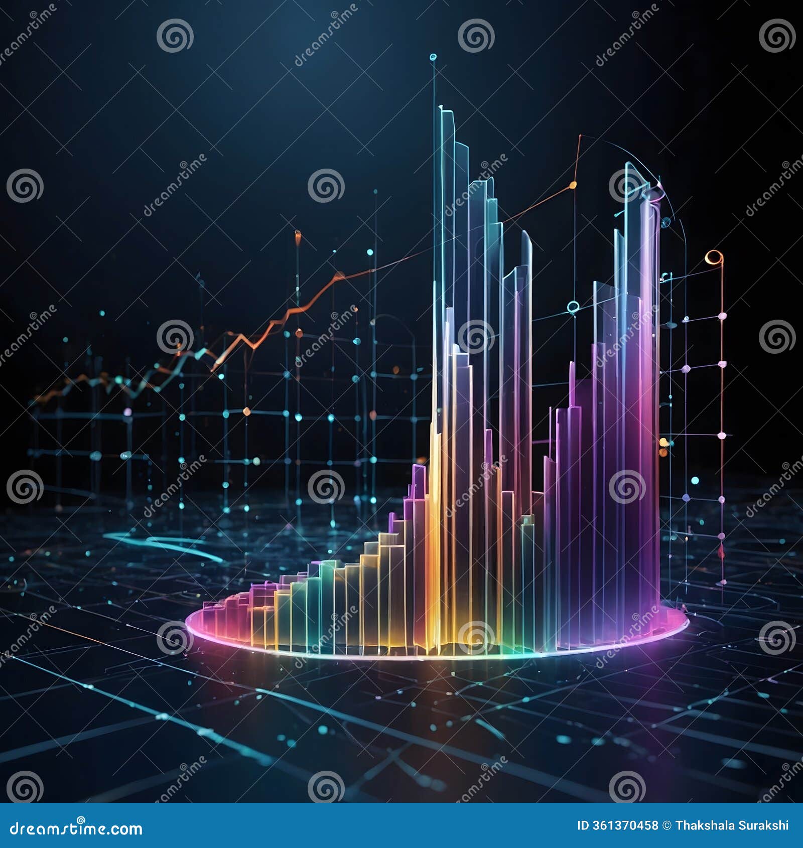 3D Glowing Graph Representing Progress and Business Performance Stock ...