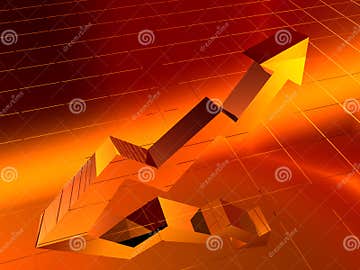3d Gold Diagram Arrow Chart Stock Illustration - Illustration of growth ...