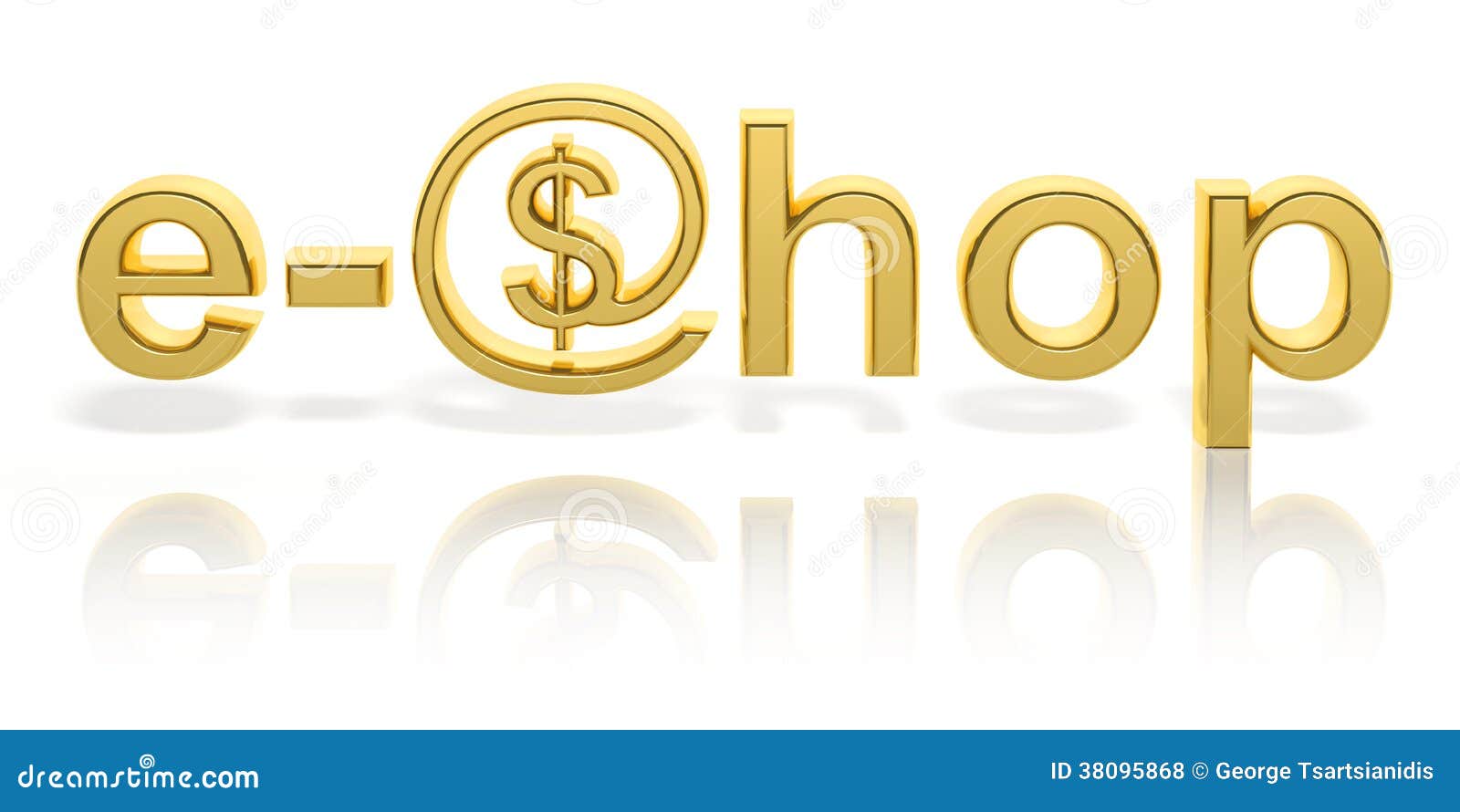 3D gold e-shop text stock illustration. Illustration of isolated - 38095868