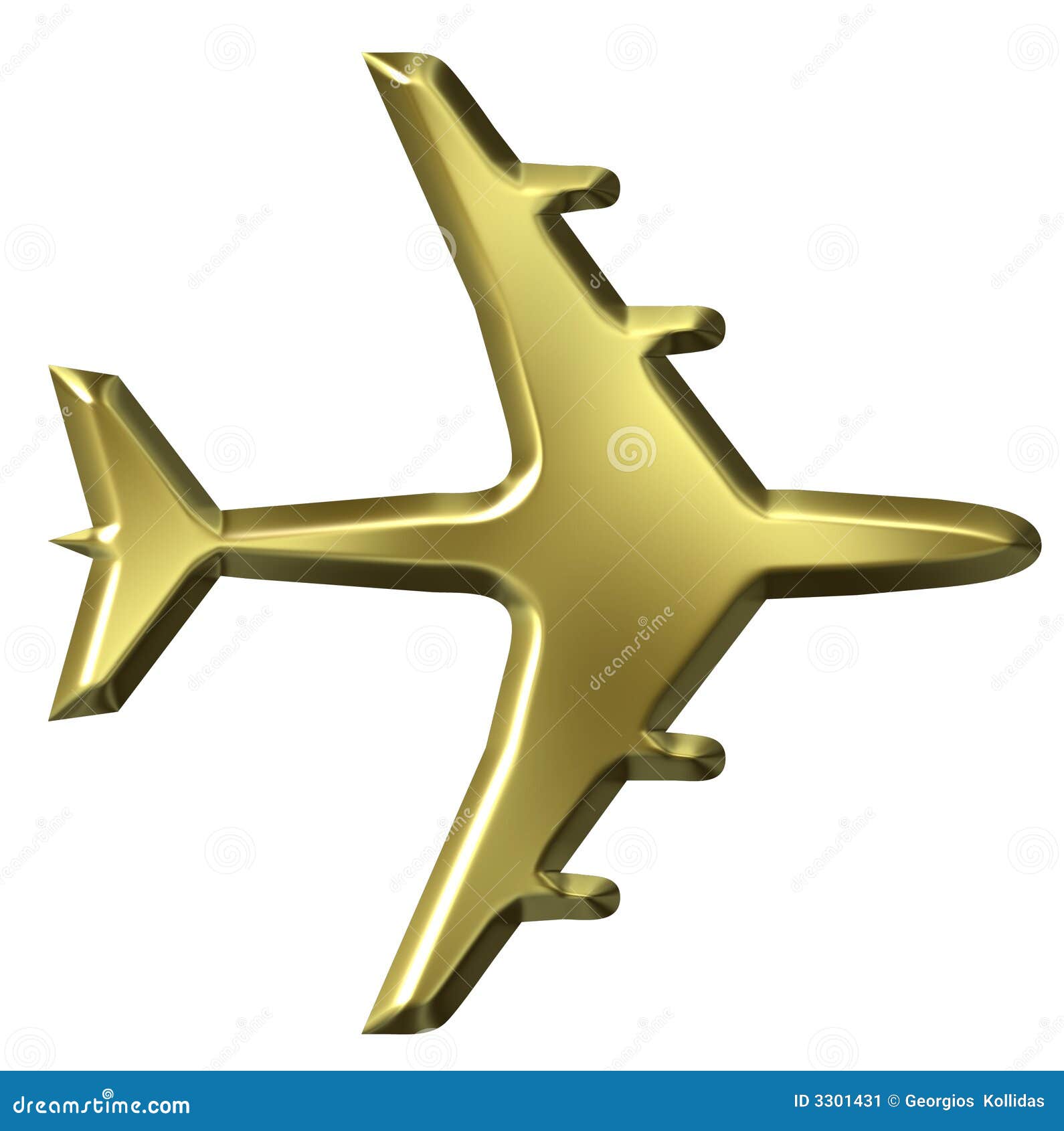 3D Golden Airplane stock illustration. Illustration of aeroplane - 3301431