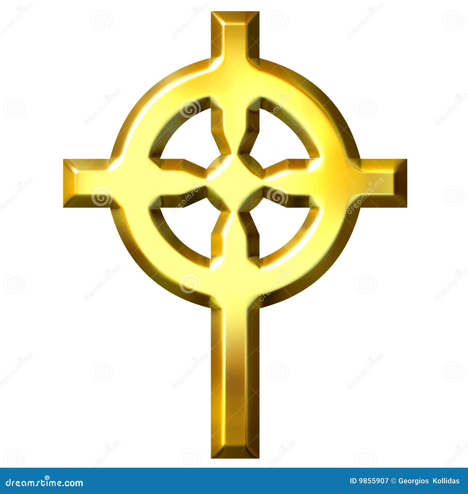 3D Golden Celtic Cross stock illustration. Illustration of stylish ...