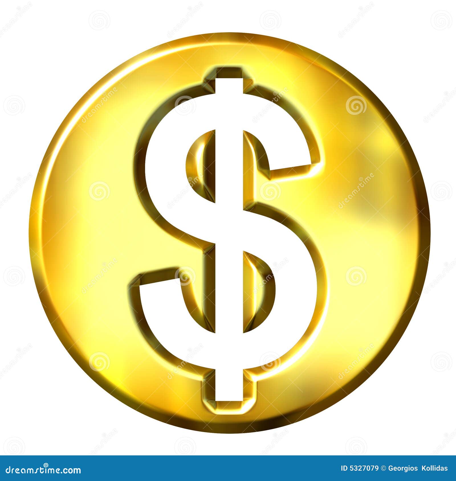 3D Golden Dollar Symbol stock illustration. Illustration of american ...