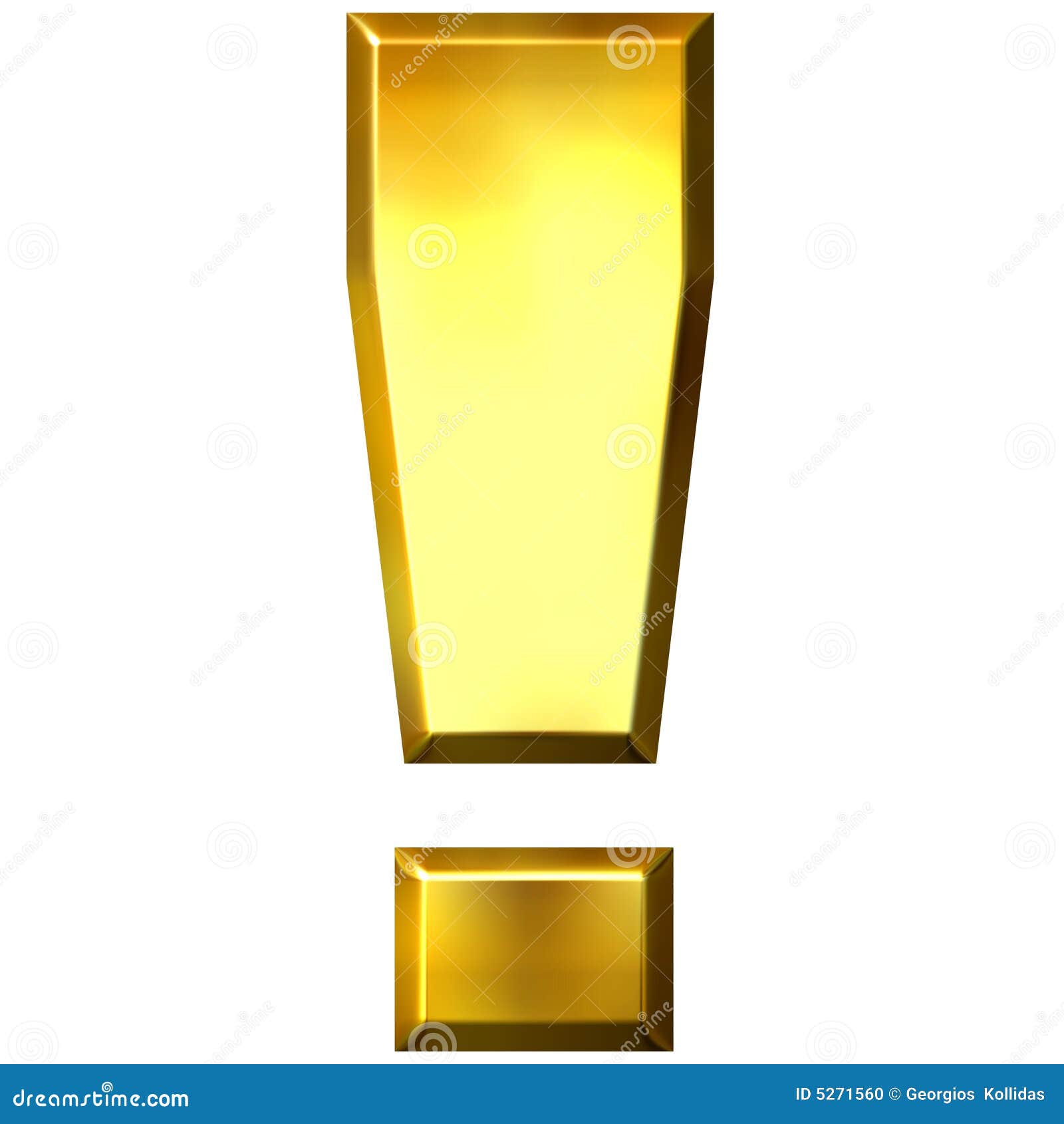3D Golden Exclamation Mark stock illustration. Illustration of emphasis ...