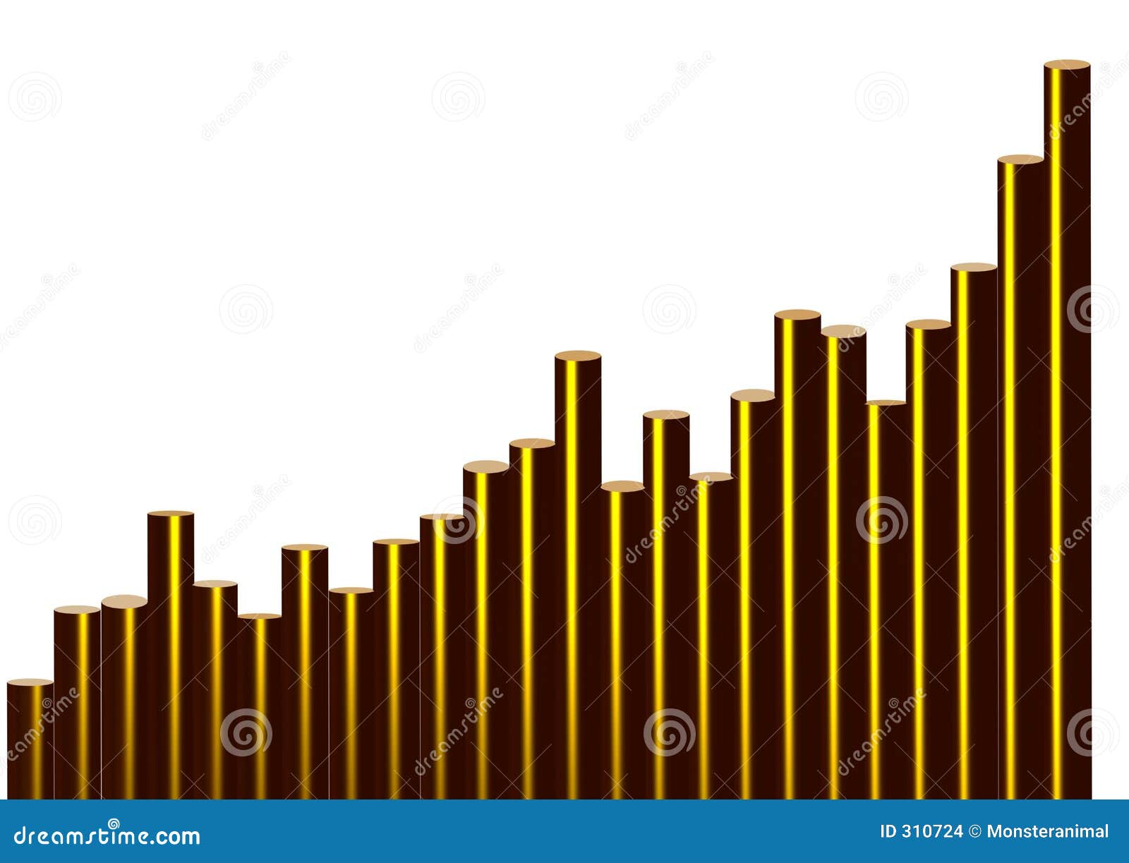 3D-golden growing trend stock illustration. Illustration of growing ...