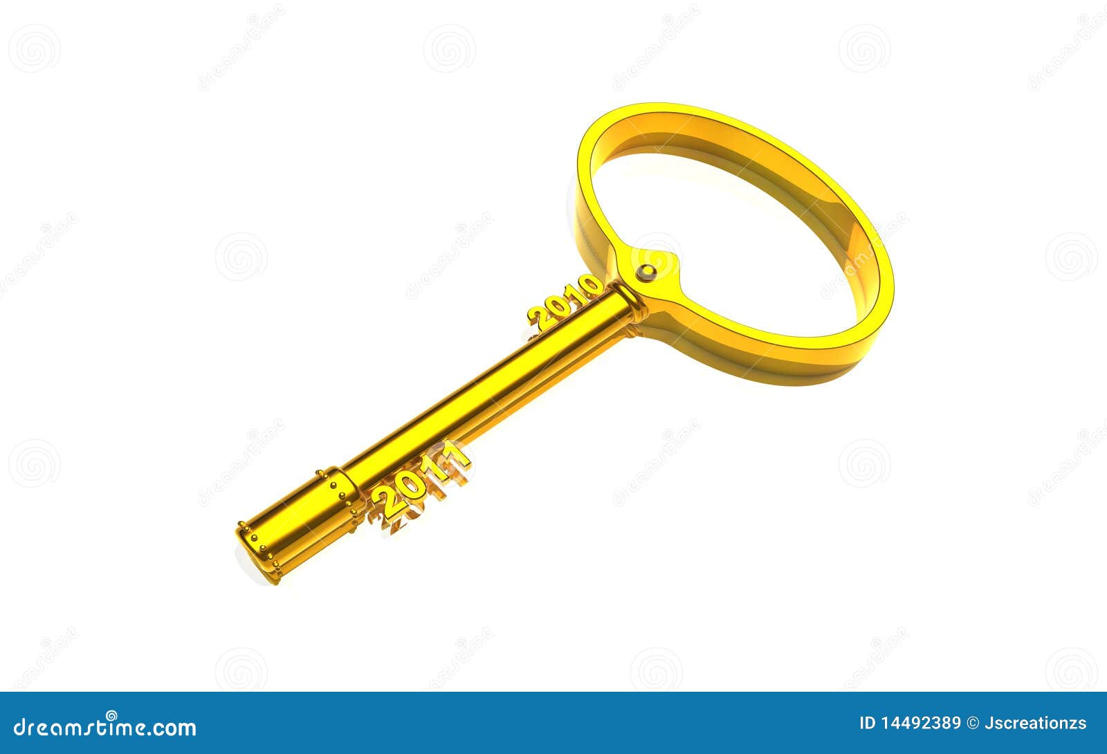 3d golden key with year stock illustration. Illustration of reflective ...