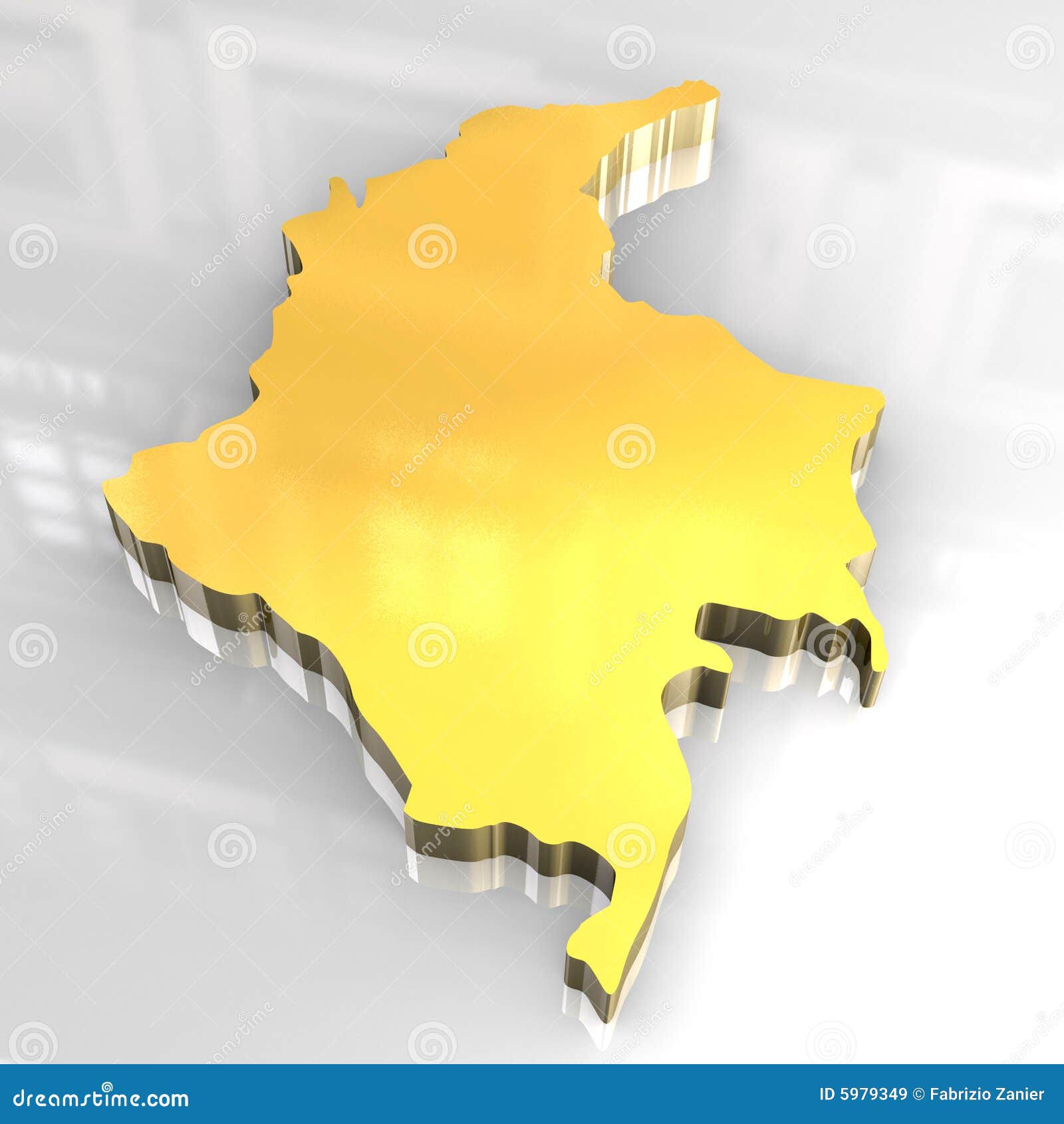 3d golden map of Colombia stock illustration. Illustration of ripple ...