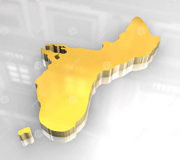 3d golden map of Guam stock illustration. Illustration of territory ...