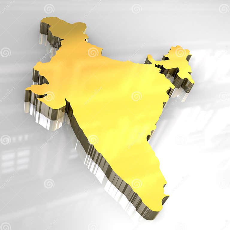 3d golden map of India stock illustration. Illustration of flag - 8117104