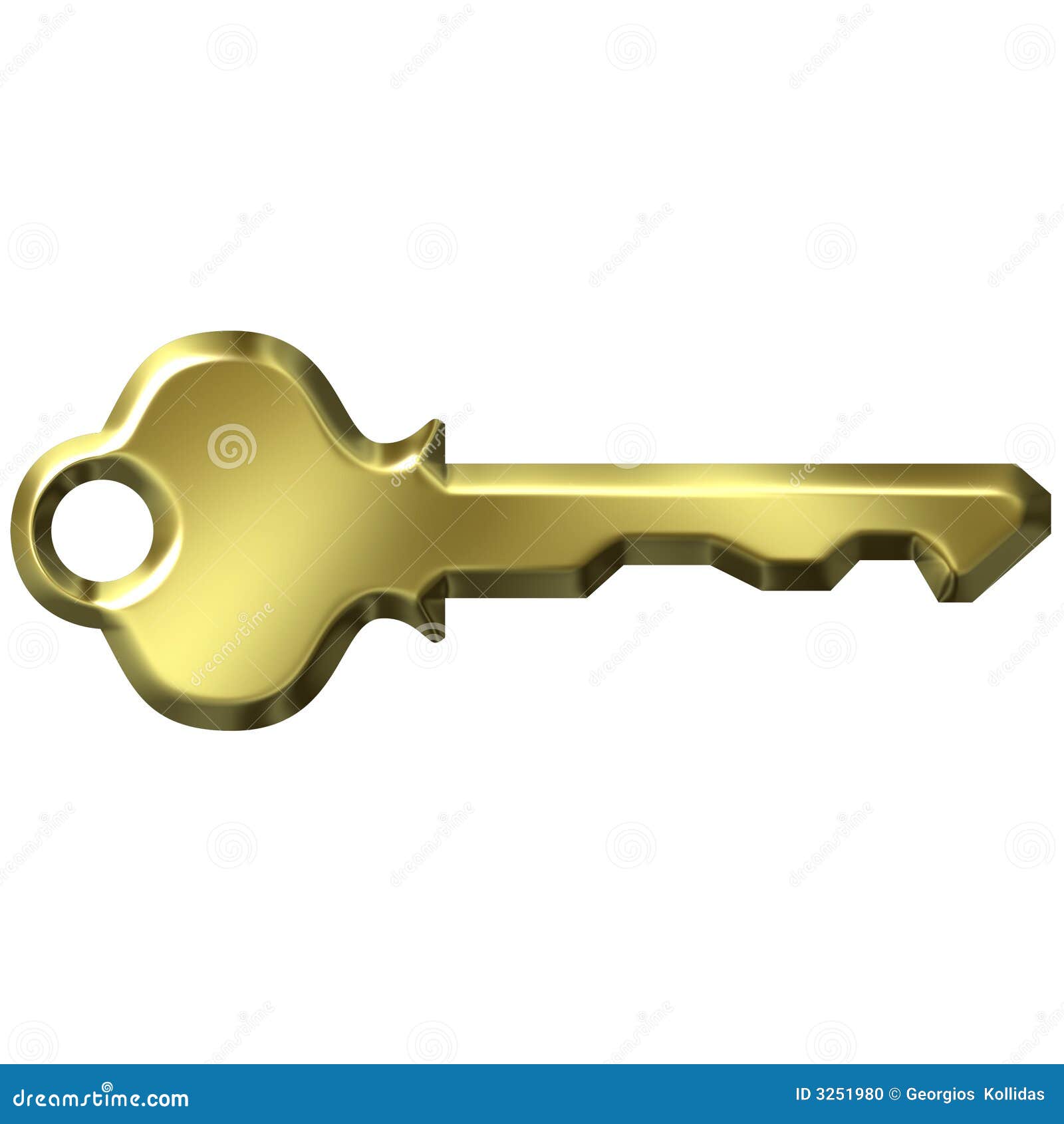 3D Golden Modern Key Stock Photo - Image: 3251980