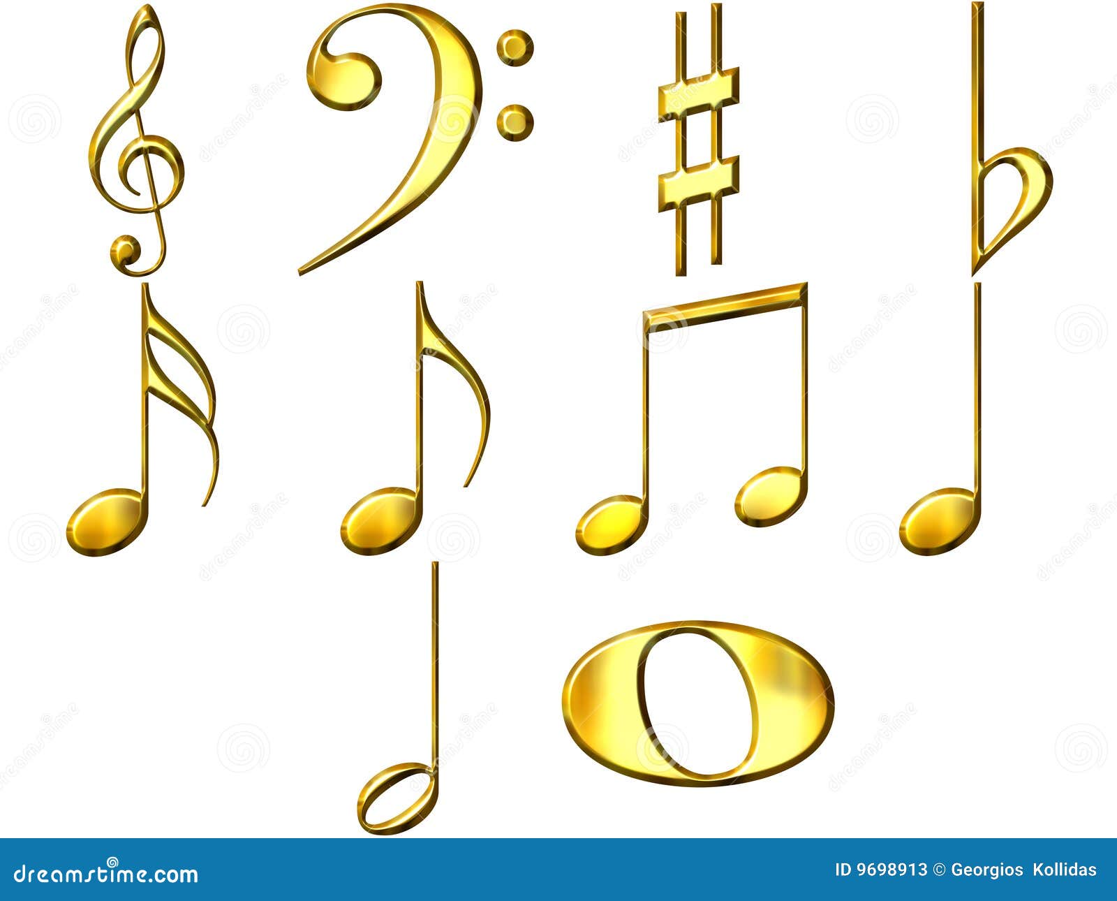 3D Golden Music Notes stock illustration. Illustration of keys - 9698913