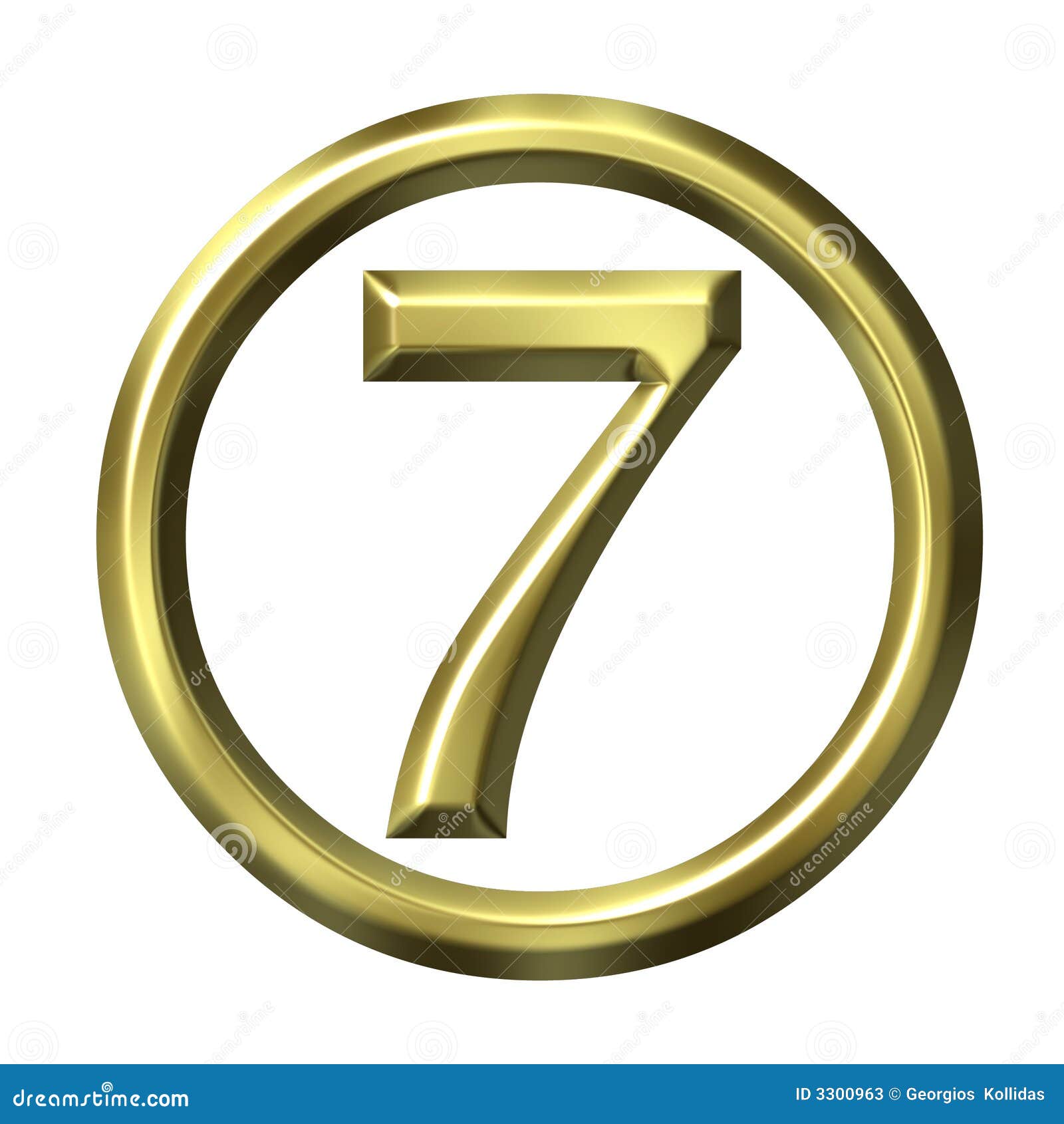 3D Golden Number 7 stock illustration. Illustration of shinning - 3300963